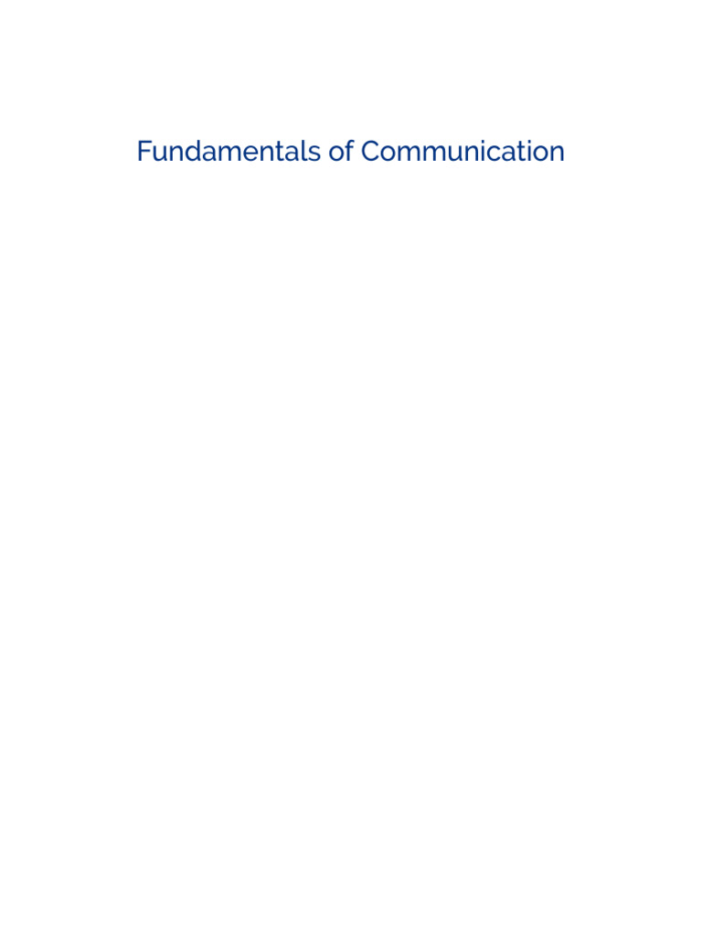 Fundamentals of Communication 1709241974 | PDF