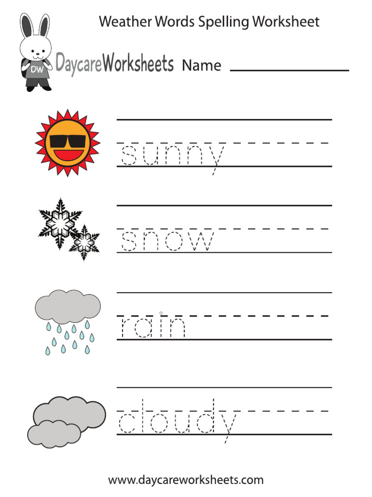 Weather Words Spelling Worksheet | PDF