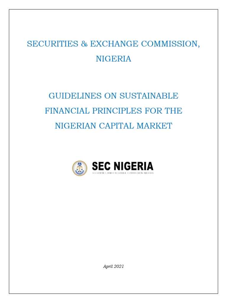 SEC Guidelines On Sustainable Financial Principles For The Capital ...