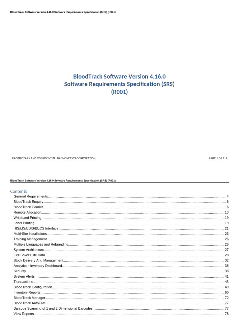 BloodTrack Software Version 4.16.0 Software Requirements Specification ...