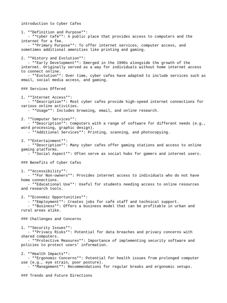Cyber Cafes: Evolution and Services | PDF | Internet | Computer Security