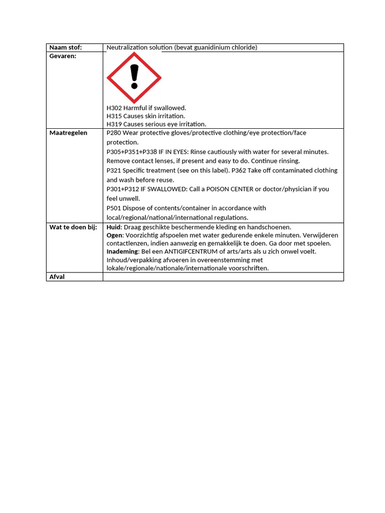 Werkplekinstructiekaart Neutralization Buffer Pdf