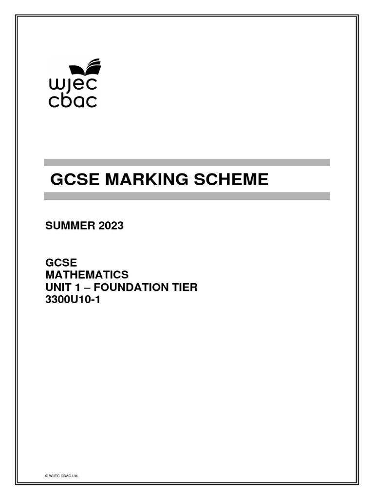 WJEC GCSE Maths June 23 MS F1 | PDF