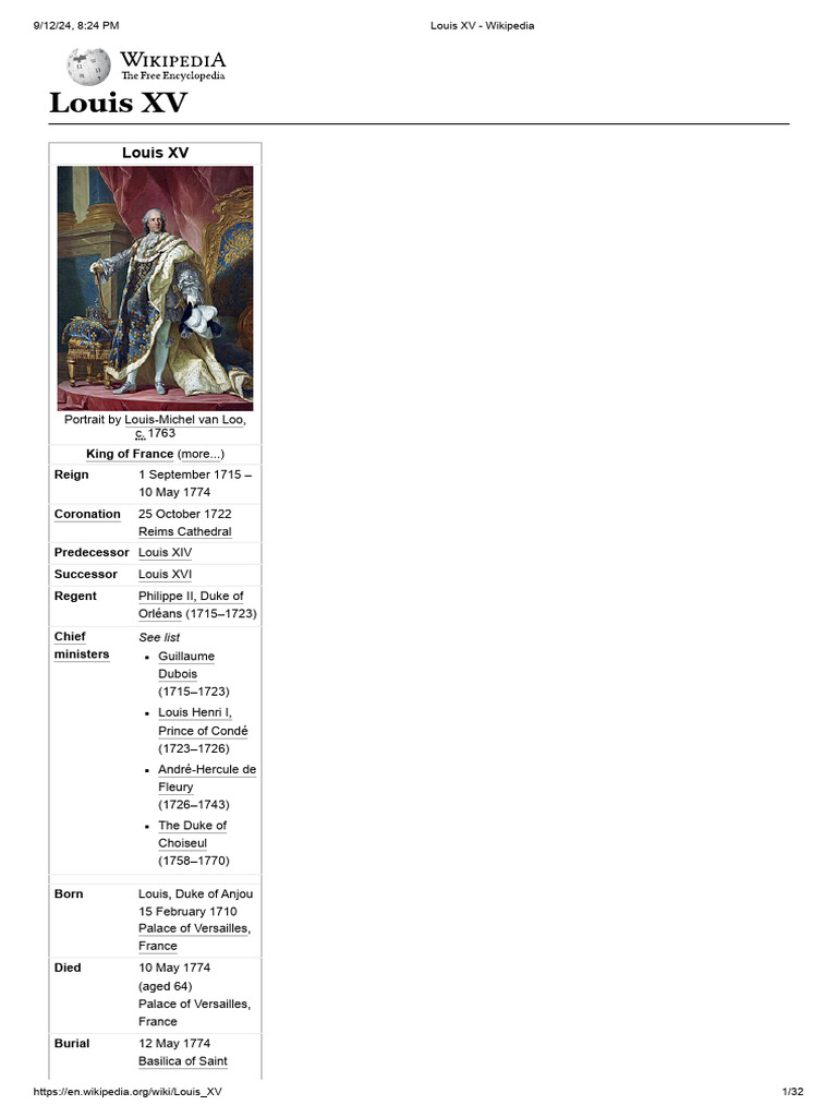 Louis XV - Wikipedia | PDF