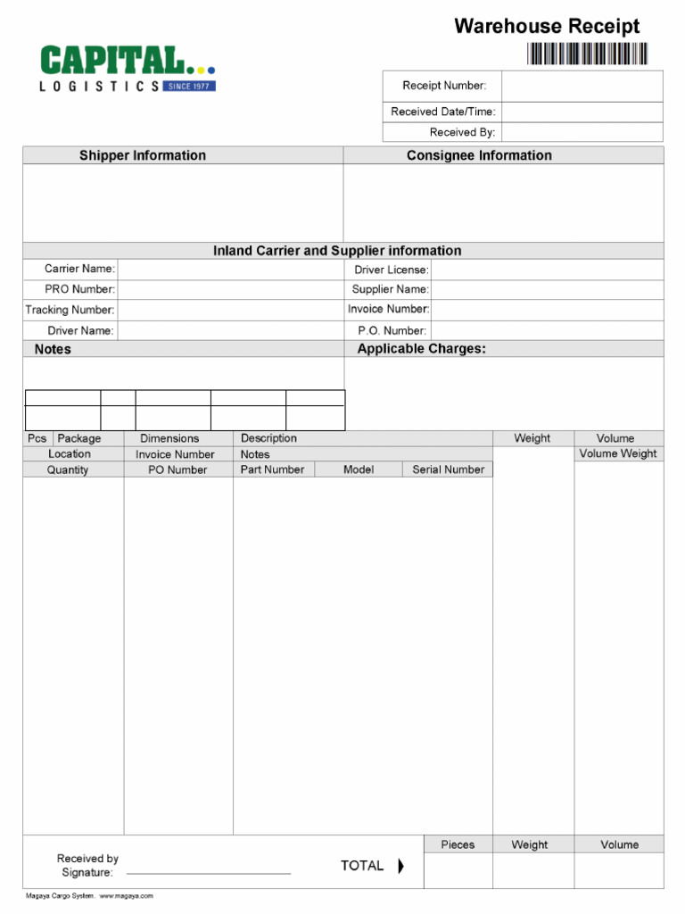 Warehouse Receipts (WH-88363) | PDF