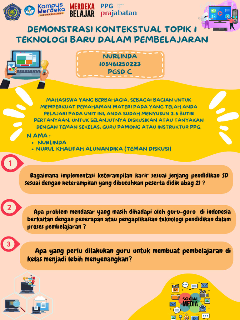 Elaborasi Pemahaman - T1 - Teknologi Baru Dalam Pembelajaran - Nurlinda | PDF | Seni | Komputer
