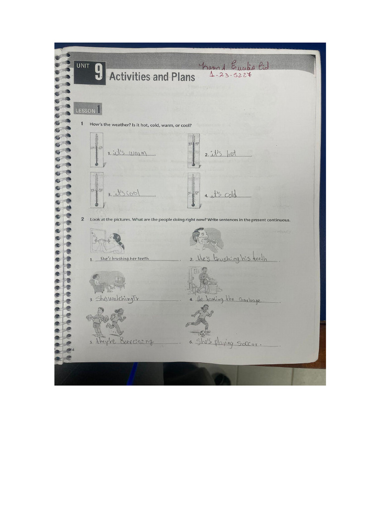 Unit 9 Workbook Karen Eusebio | PDF