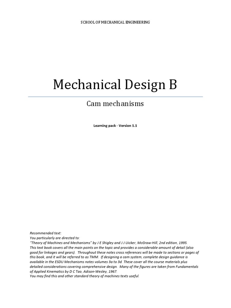 Cam Mechanisms Pack | PDF | Acceleration | Kinematics