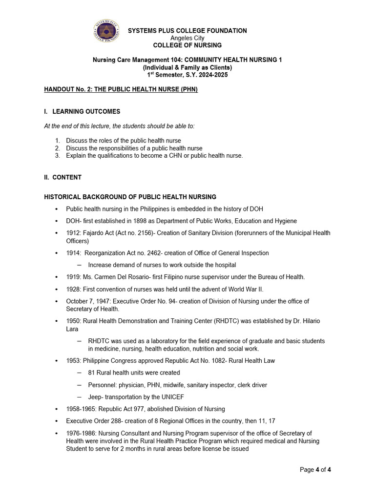 Handout 2 The PHN | PDF