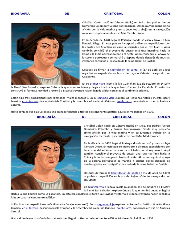 Biografia de Cristobal Colon | PDF