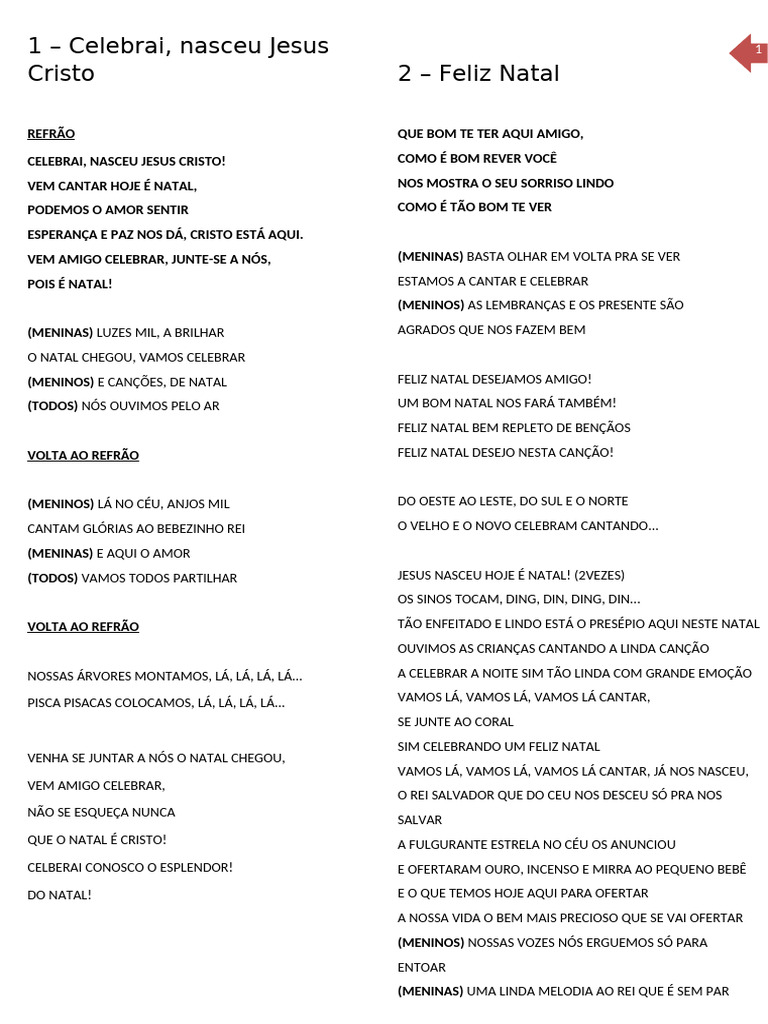 Letrário CANTATA O ESPLENDOR DO NATAL | PDF | Natal | Jesus