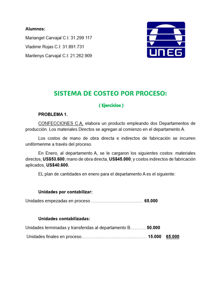 Sistema de Costeo Por Proceso | PDF
