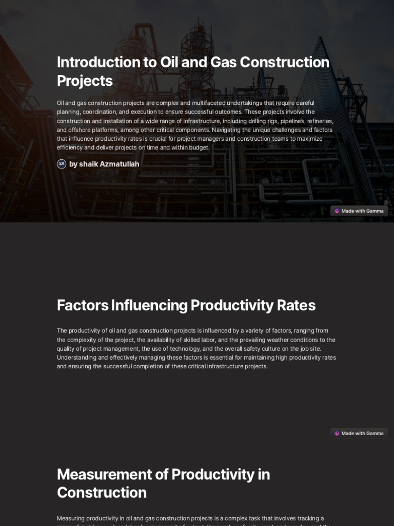 Introduction To Oil and Gas Construction Projects | PDF