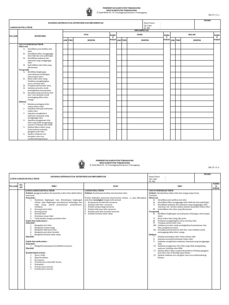 Dx. Gangguan Pola Tidur | PDF