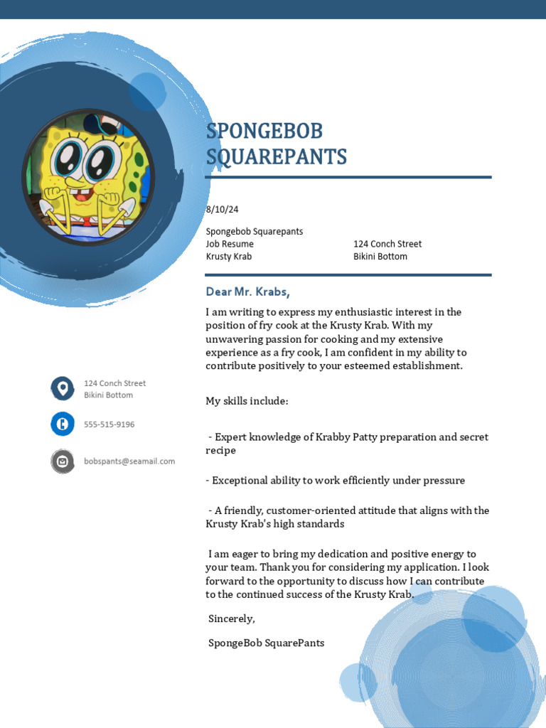 SpongeBob Squarepants Resume | PDF
