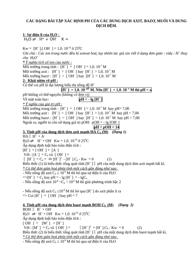 On HSG chuong pH- điện li | PDF