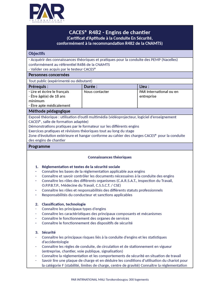 Ffile CACES® R482 - Engins de Chantier | PDF