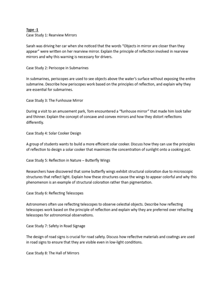 Case Study Light Reflection and Refraction | PDF
