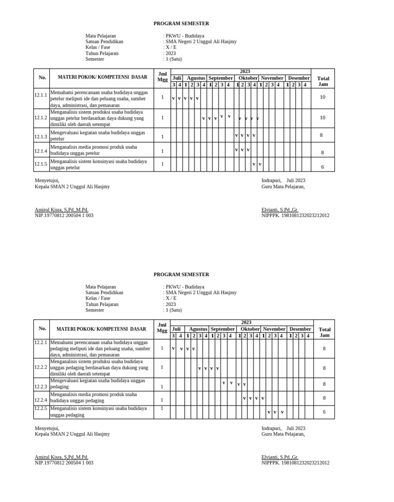 Program Semester Pkwu | PDF