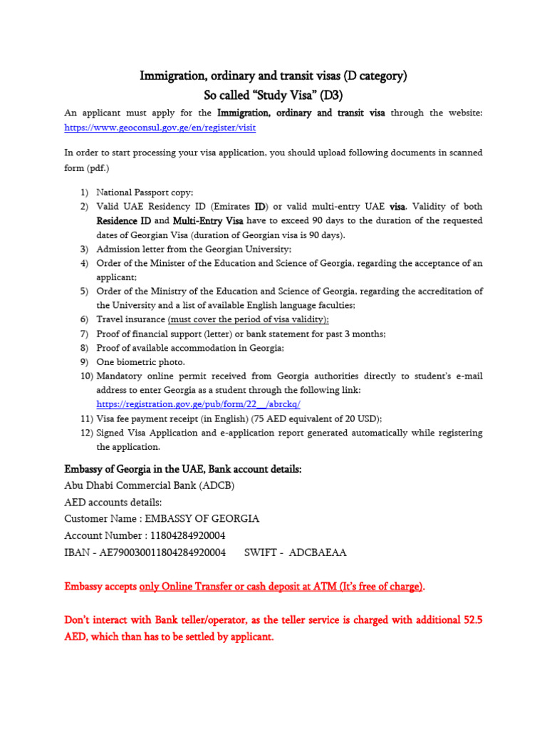 Georgian Study Visa Guide | PDF