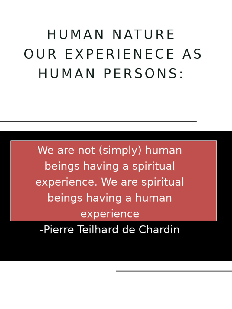 Lesson 1 Human Nature Our Experience As A Human Persons | PDF