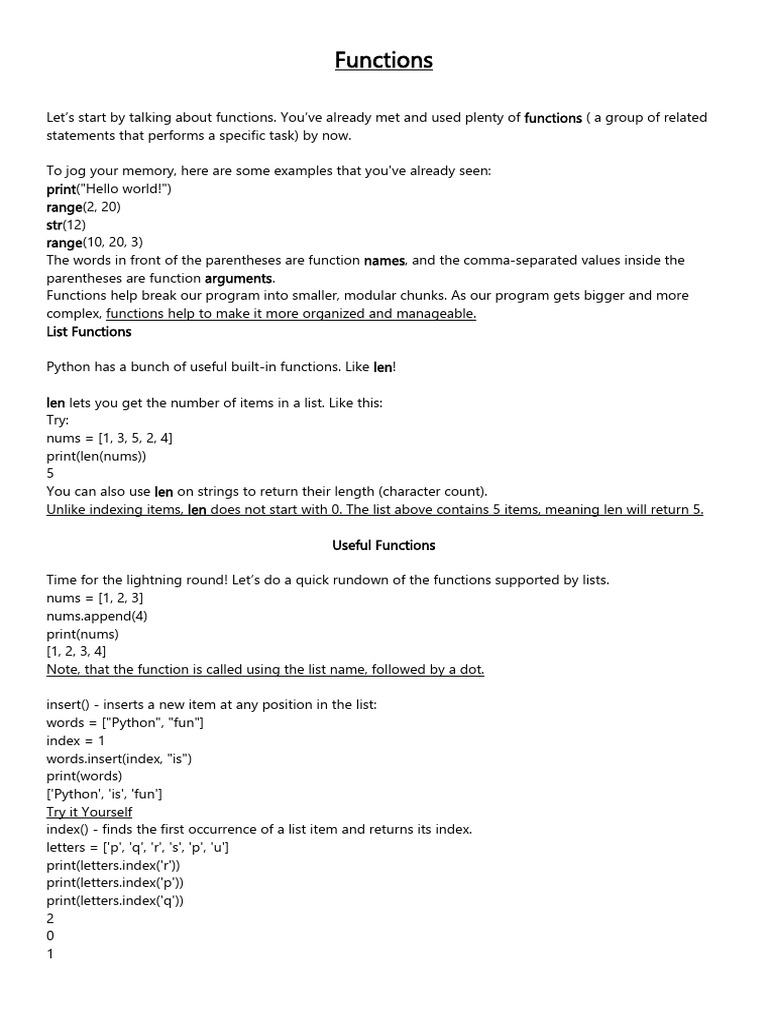 Functions Introduction in Python Intro | PDF Functions Introduction in Python Intro | PDF