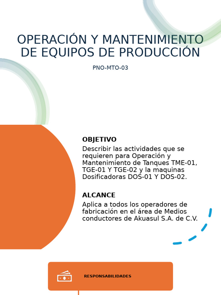 Operación y Mantenimiento de Equipos de Producción | PDF