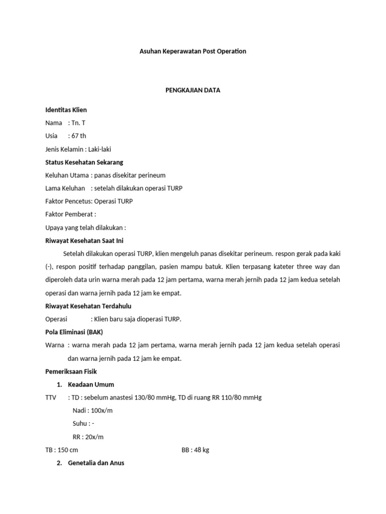 Risiko Infeksi Askep Post Operation BPH | PDF | Sains & Matematika
