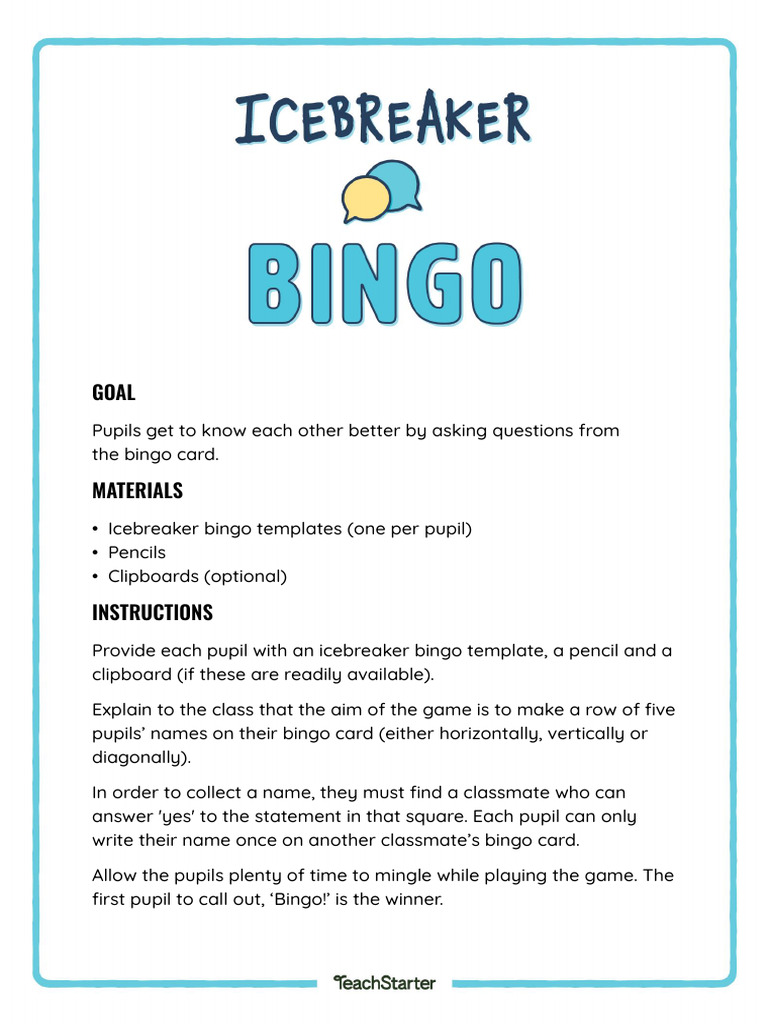 Icebreaker Bingo Activity Guide | PDF