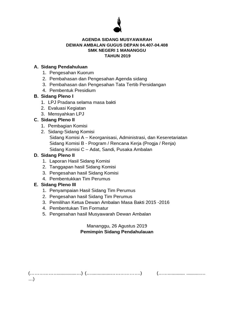 Agenda Sidang Musyawarah 1 | PDF