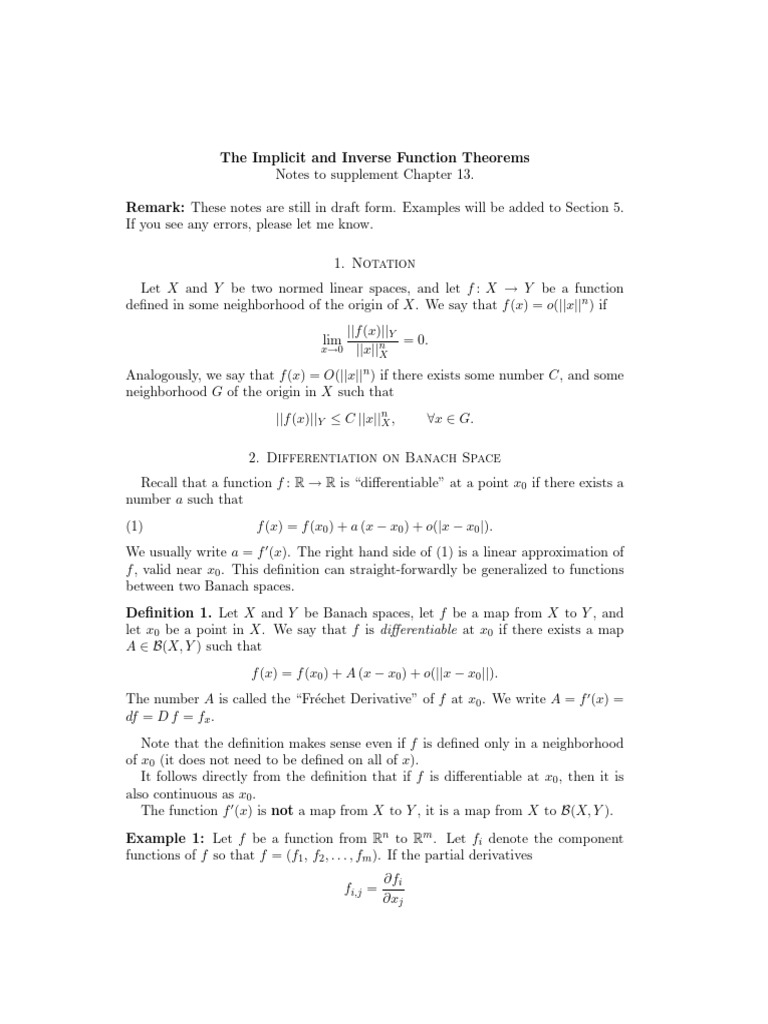 Implicit Function THM | PDF