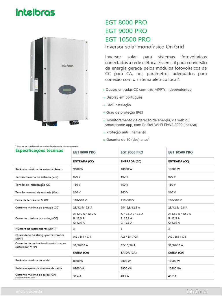 Datasheet - EGT-10500-PRO - Datasheet | PDF