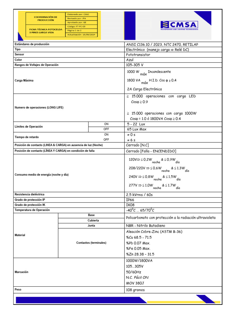 Fotco Control de 3 Pines ON Off LargaVida | PDF