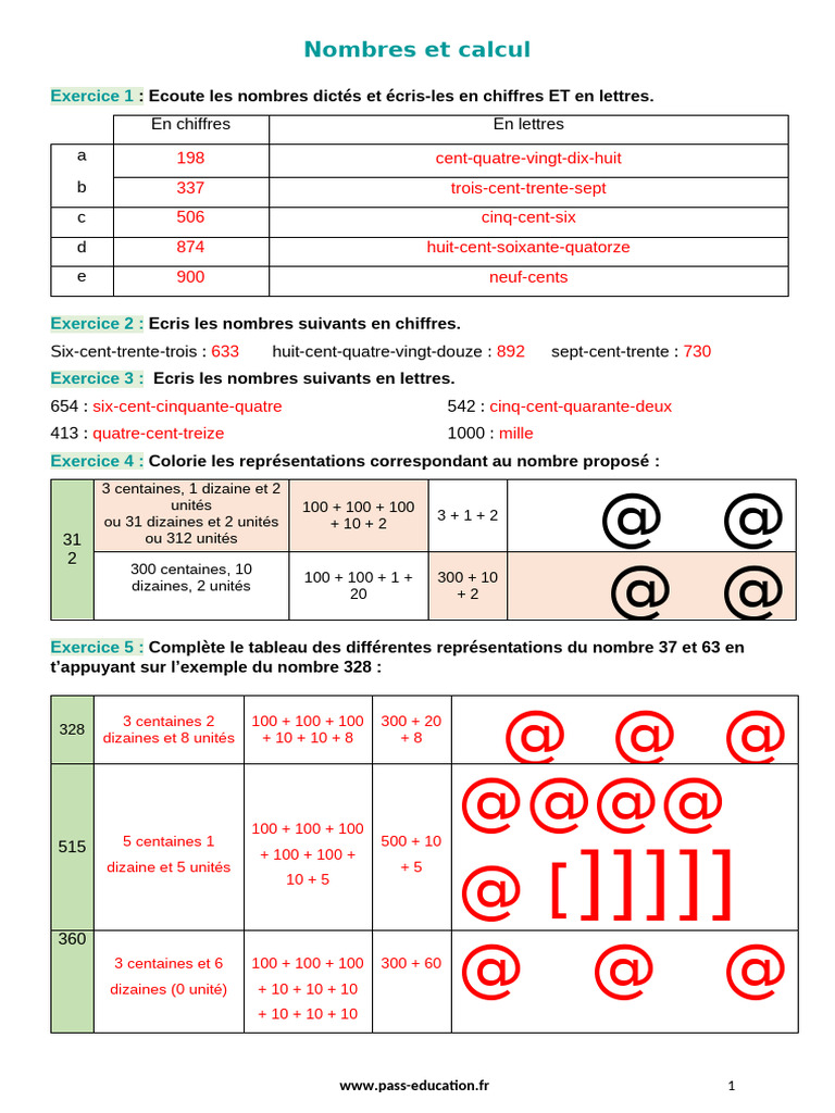 Correction MathÃ©matiques Ce1 Ã Valuation Bilan de Fin Dâ Annã©e | PDF
