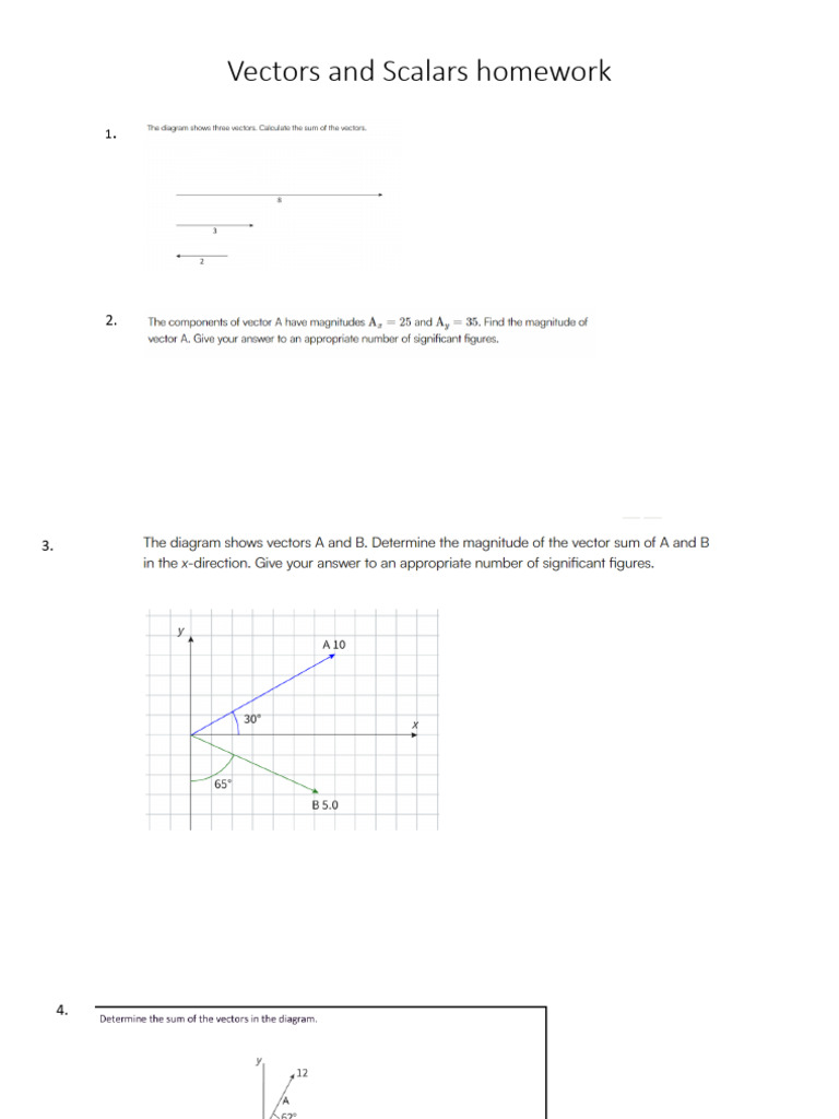 Vectors and Scalars Homework | PDF