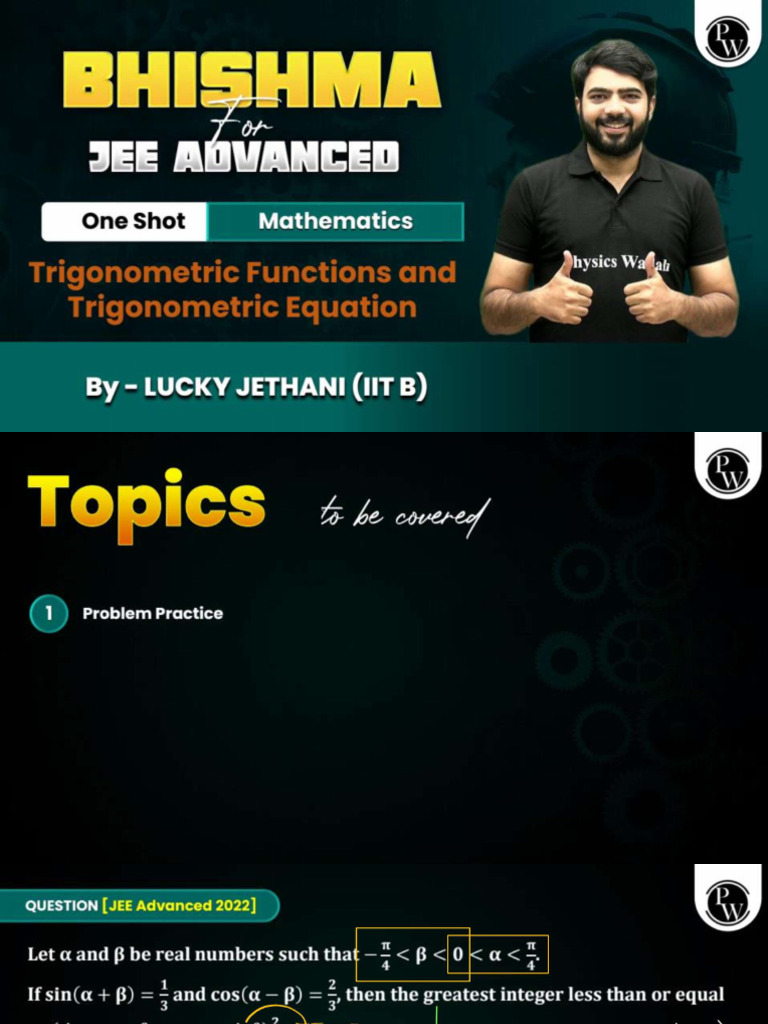 Trigonometric Functions & Trigonometric Equation in 1 Shot Class (2) | PDF