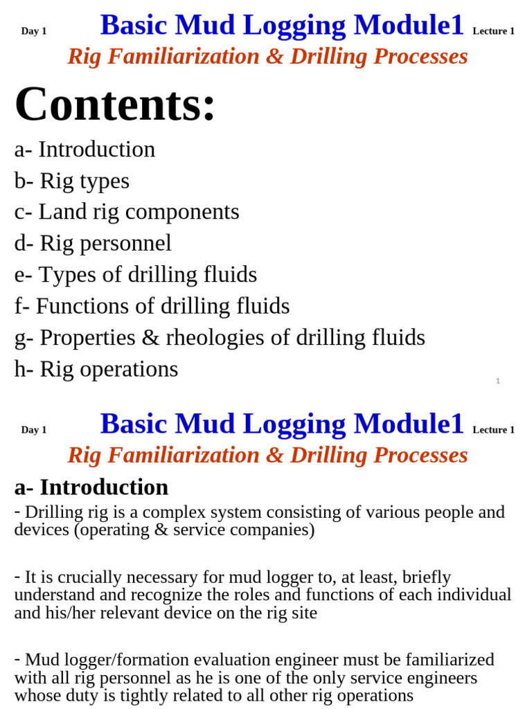 Basic Mud Logging Module Lecture 1 | PDF