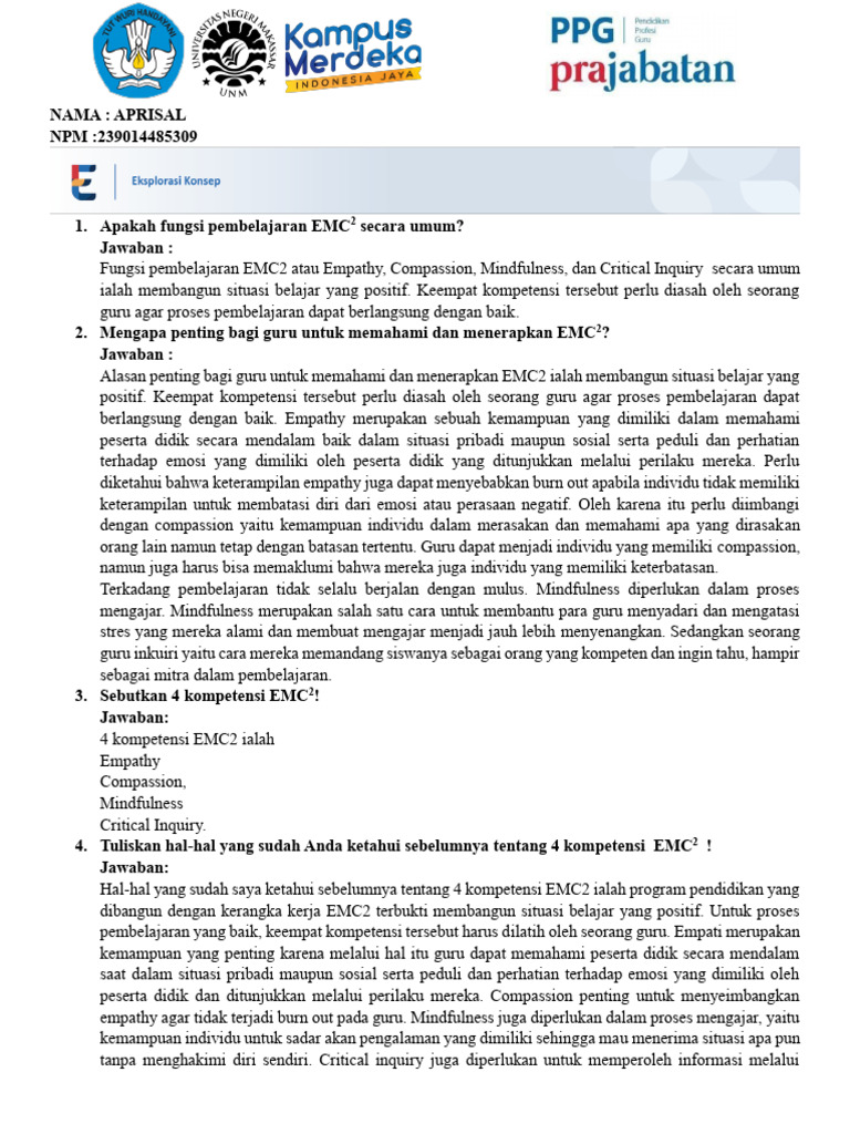 Topik 2. Eksplorasi Konsep 7 PSE Aprisal | PDF