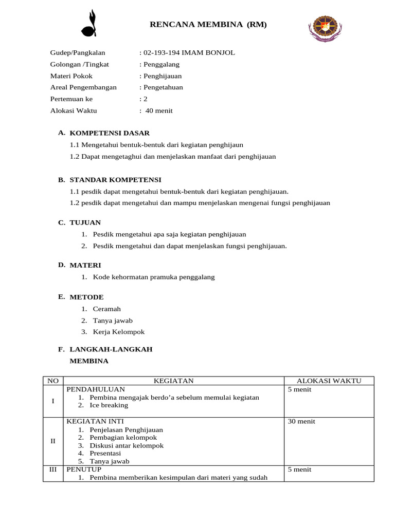 Rencana Membina Rm Contoh Pdf