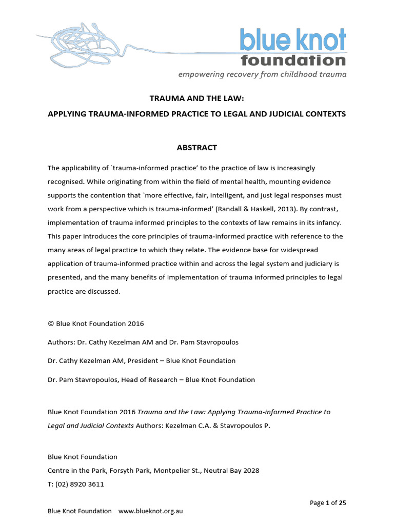 Blue Knot Paper Trauma Informed Practice | PDF