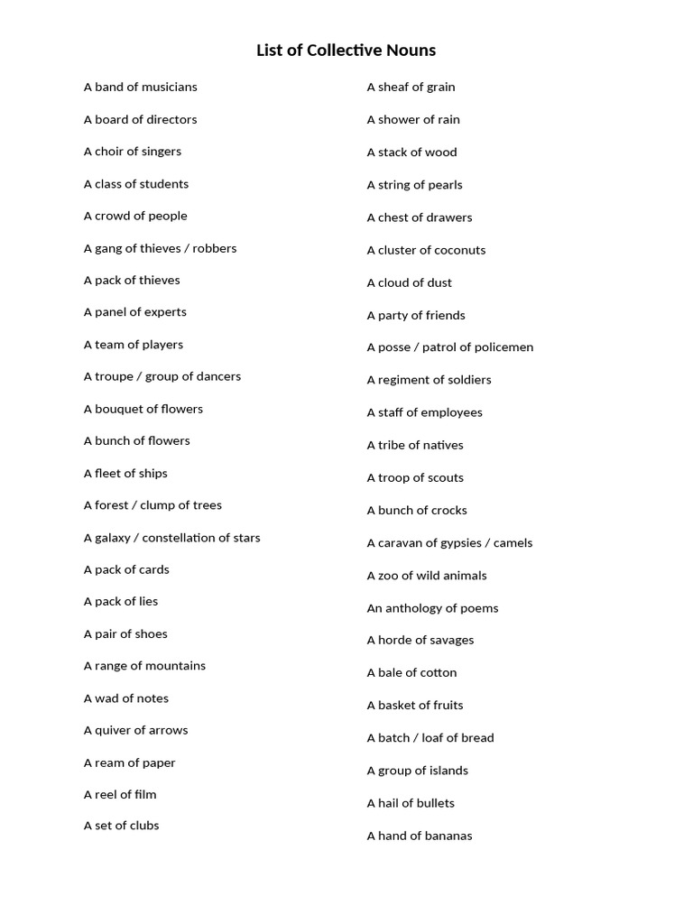 List of Collective Nouns | PDF