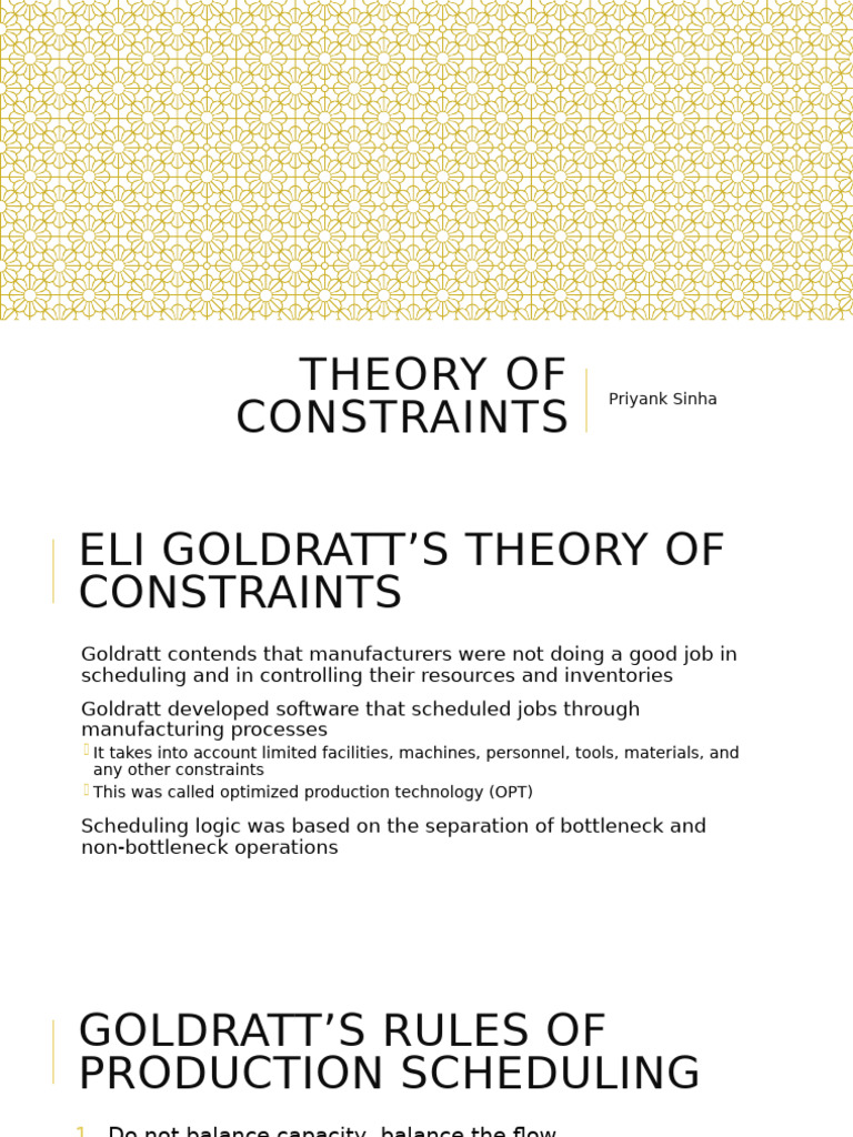 Theory of Constraints | PDF | Inventory | Economics