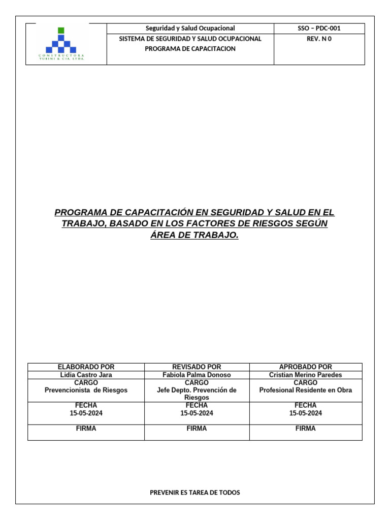 Programa de Capacitacion SS0-PDC-001 - 2024 | PDF
