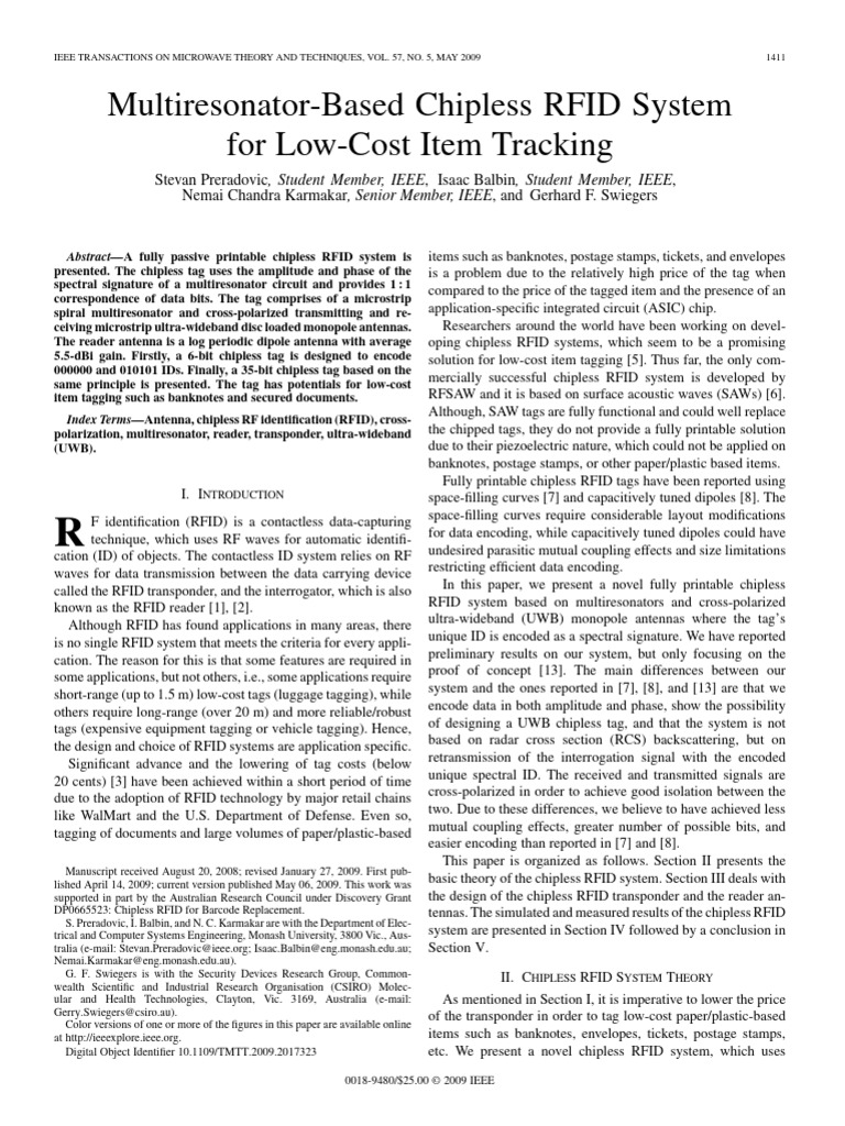 Multiresonator Based Chipless Rfid Pdf