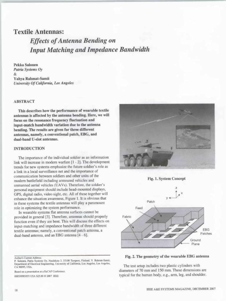 Textile Antenna Effects of Antenna Bending On Input Matching and ...