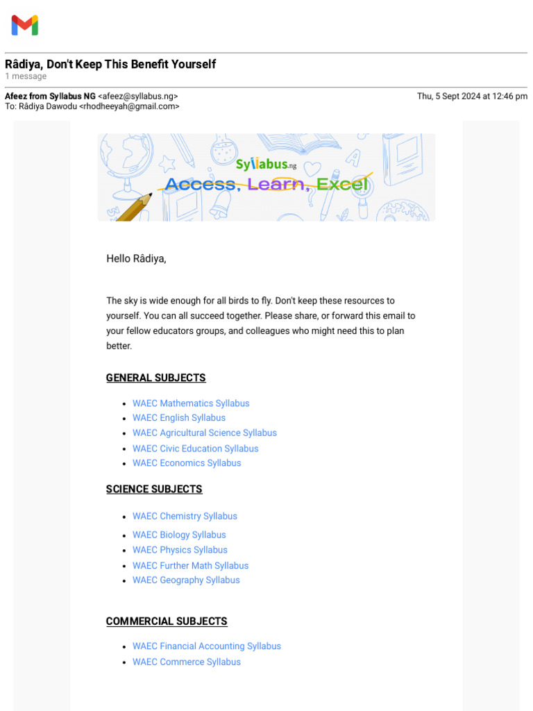 WAEC Syllabus Resources for Educators | PDF