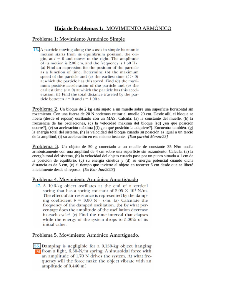 Hoja de Problemas 1 - Mov ArmÃ Nico | PDF