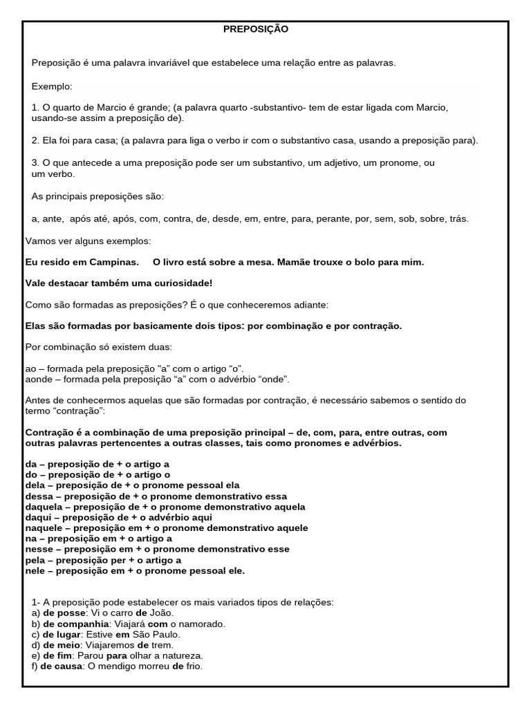 Preposição Atividades | PDF