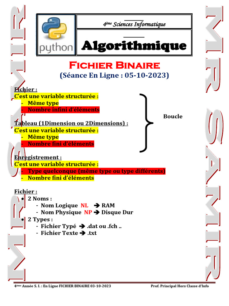 Fichier Binaire en Ligne 03 10 2023 | PDF
