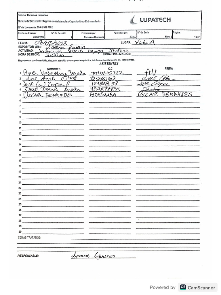 Inducción Equipo Slink Line | PDF